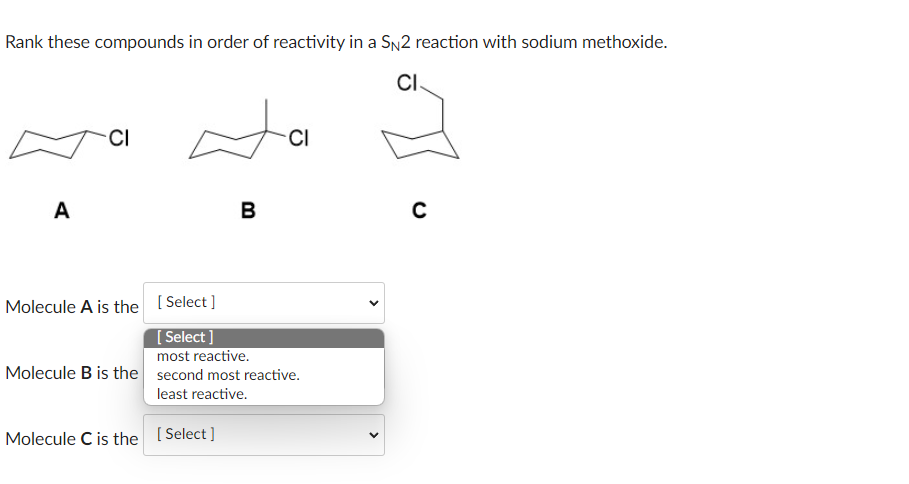 Solved Rank these compounds in order of reactivity in a Sn2 | Chegg.com