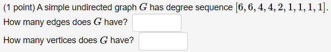 Solved (1 point) A simple undirected graph G has degree | Chegg.com