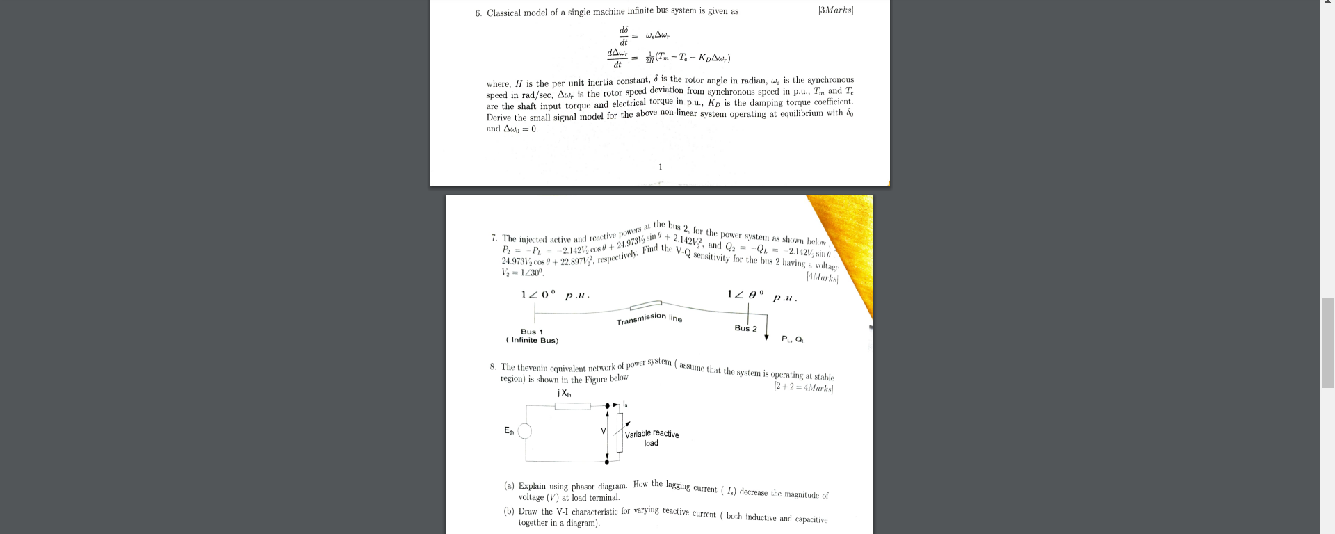 Solved The injected active and reactive powers at the bus | Chegg.com