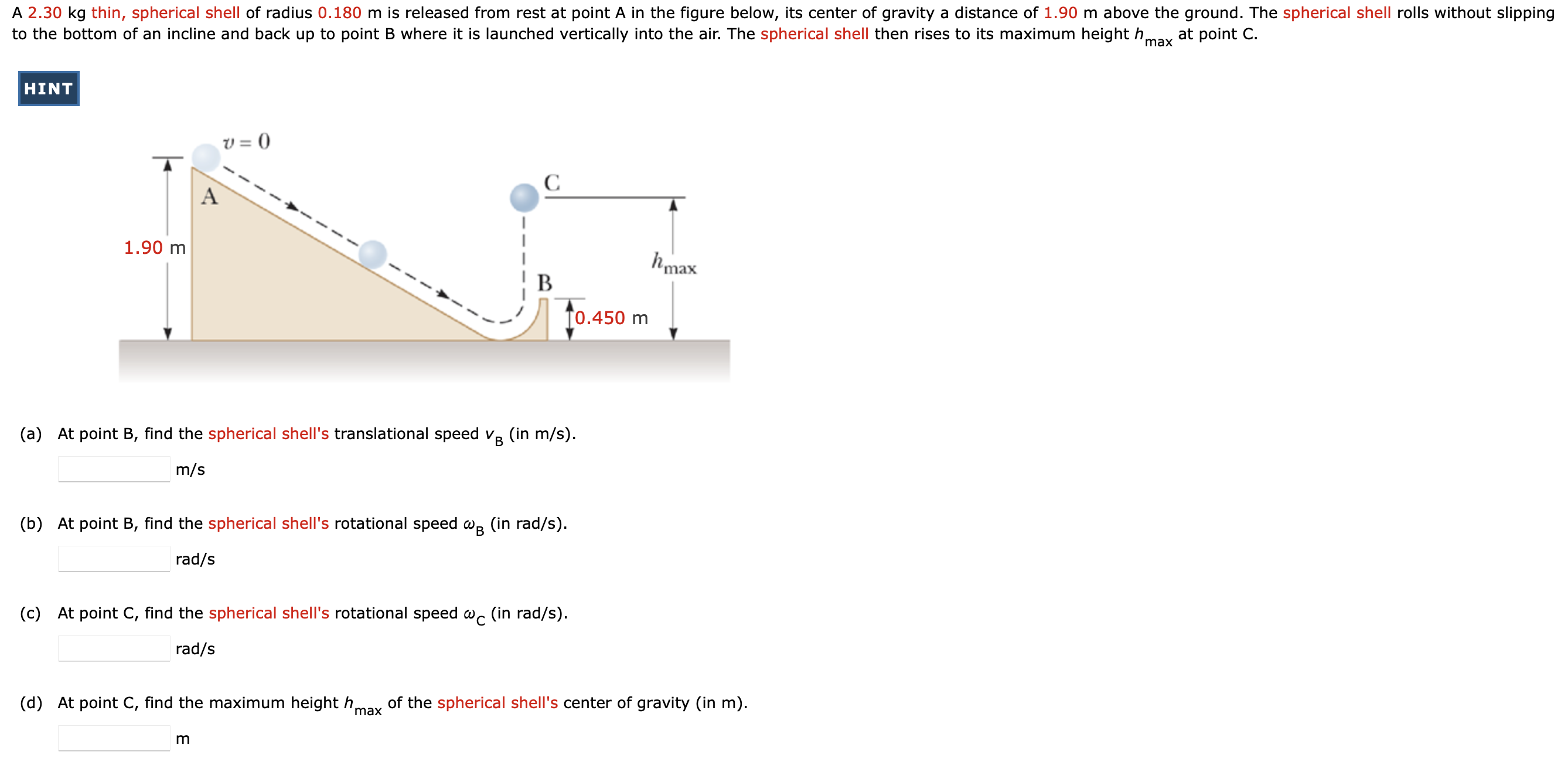 Solved to the bottom of an incline and back up to point B | Chegg.com