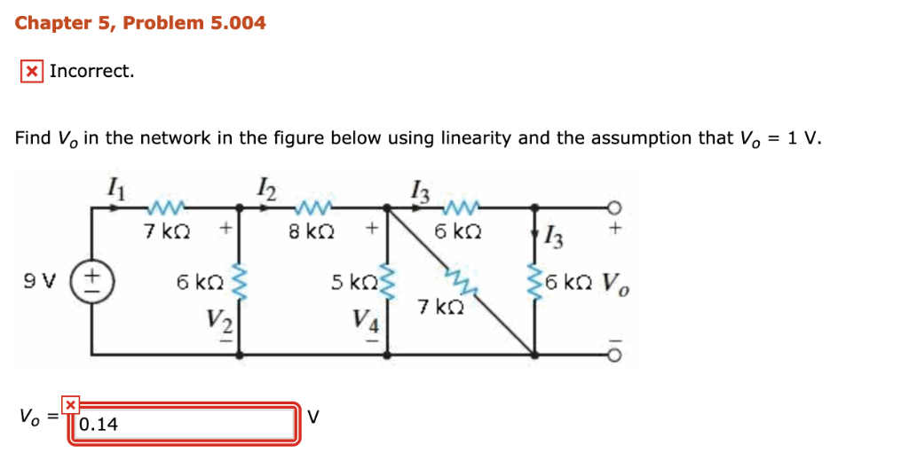Solved Chapter 5, Problem 5.004 Incorrect Find Vo in the | Chegg.com
