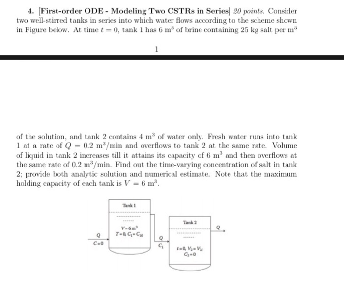 Solved Consider two well-stirred tanks in series into which | Chegg.com