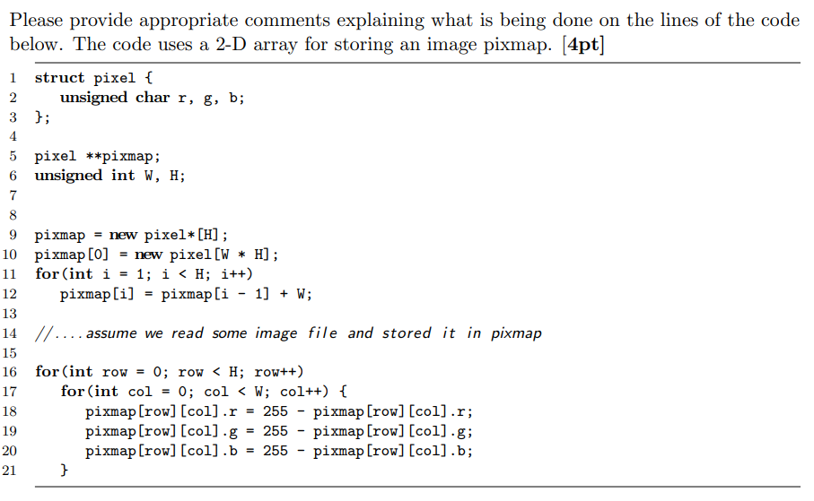 Solved Please provide appropriate comments explaining what | Chegg.com