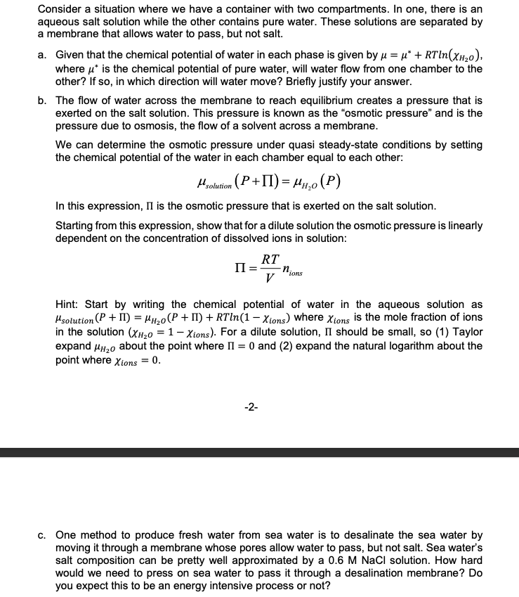 Consider a situation where we have a container with | Chegg.com