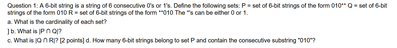 Solved Question 1 A 6 Bit String Is A String Of 6 