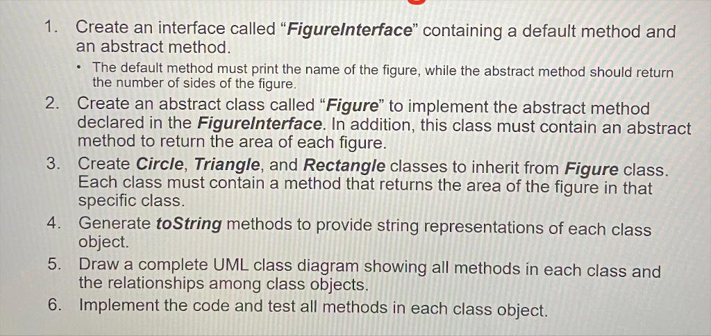 Solved 1. Create an interface called "Figurelnterface" | Chegg.com