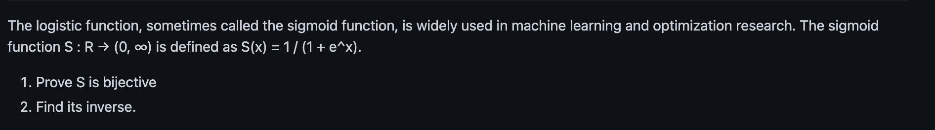 Solved The logistic function, sometimes called the sigmoid | Chegg.com