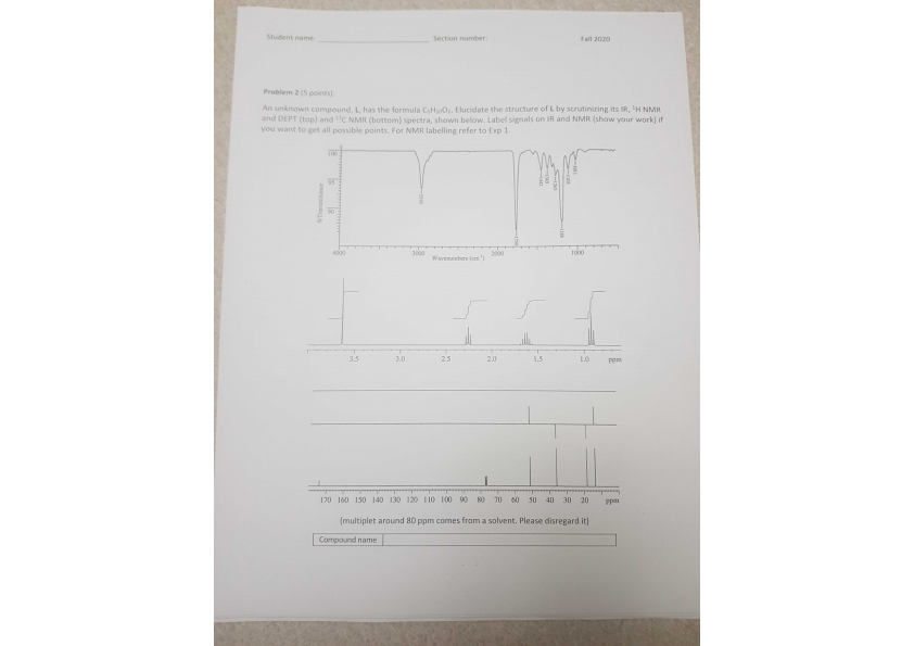 Solved Student name: Section number Fall 2020 Compound | Chegg.com