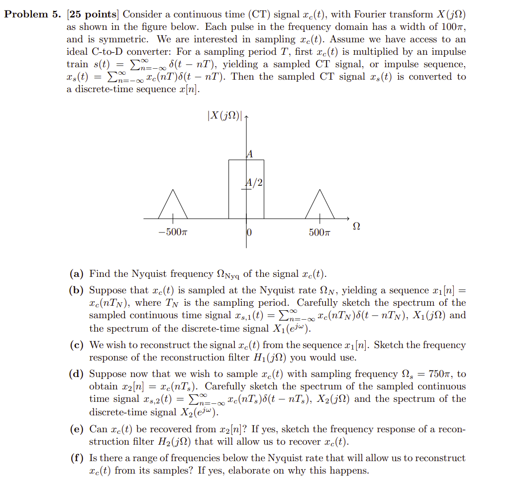 Solved [25 points] Consider a continuous time (CT) signal | Chegg.com
