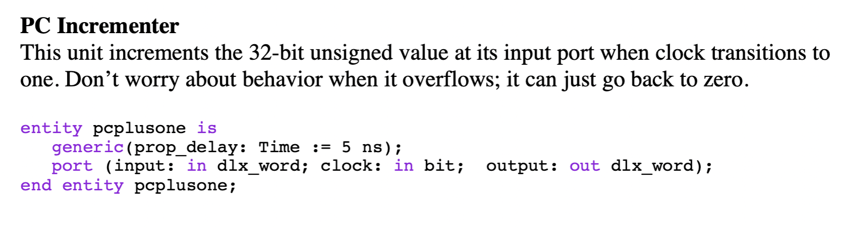 Solved PC Incrementer This unit increments the 32-bit | Chegg.com