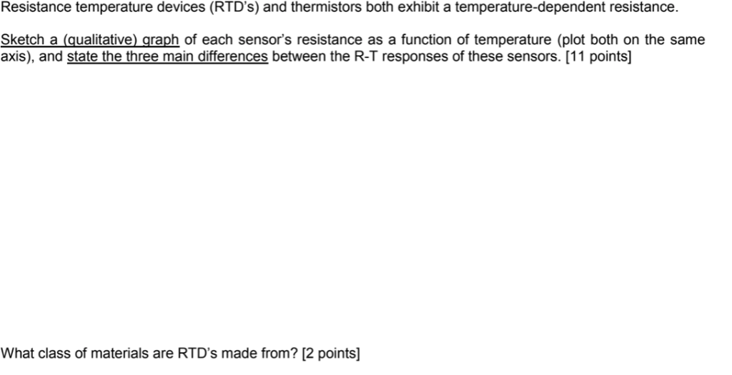 Solved Resistance temperature devices (RTD's) and | Chegg.com