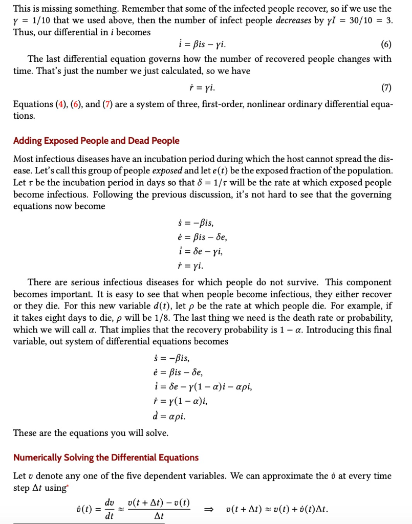 All of these are functions of time. Let S(t), I(t), | Chegg.com