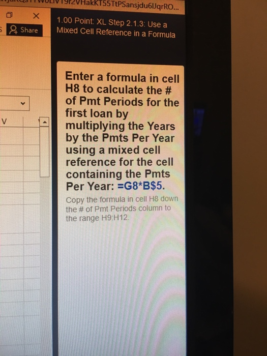 Solved 1.00 Point: XL Step 2.1.3: Use a 2 ShareMixed Cell | Chegg.com