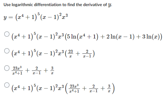 Solved Use logarithmic differentiation to find the | Chegg.com
