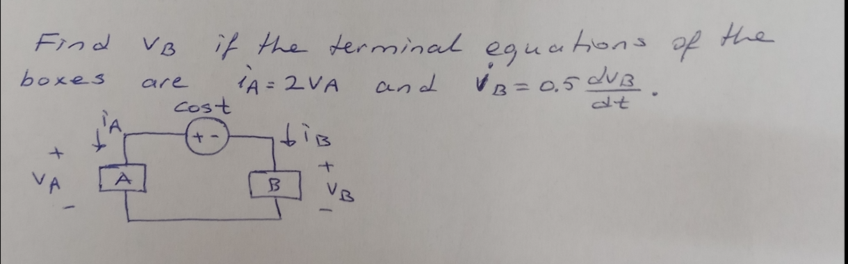 Solved Find vB if the terminal equations of the boxes are | Chegg.com ...