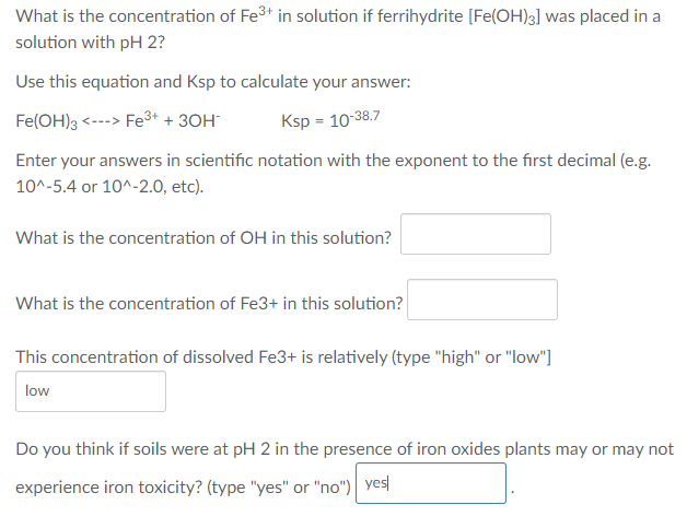 Solved What is the concentration of Fe3+ in solution if | Chegg.com
