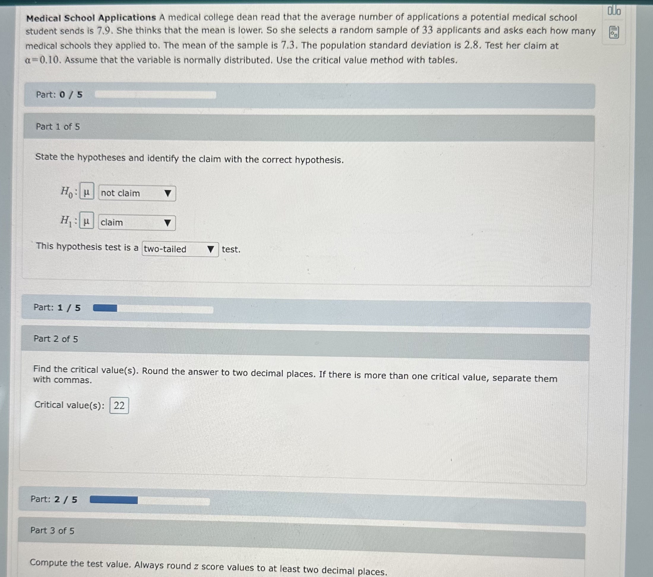 Solved Medical School Applications A medical college dean | Chegg.com