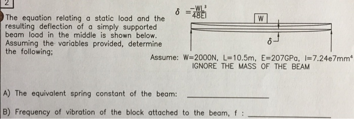 Solved The equation relating a static load and the resulting | Chegg.com