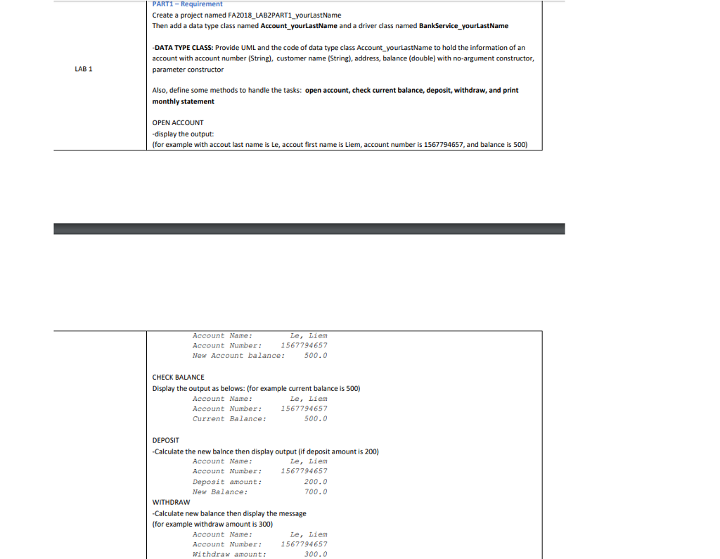 Solved Bank Account Service And Review Data Type Class