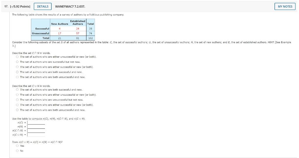 Solved 17. 1-15.92 Points] DETAILS WANEFMAC7 7.2.037. MY | Chegg.com