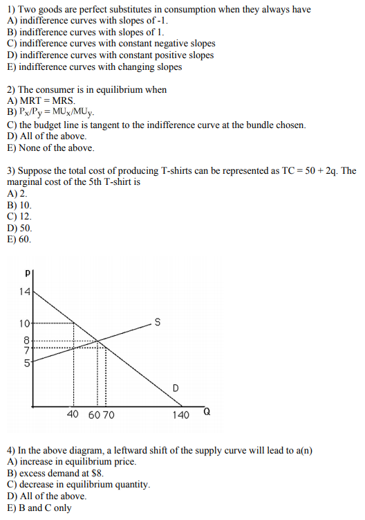 Solved 1) Two goods are perfect substitutes in consumption | Chegg.com