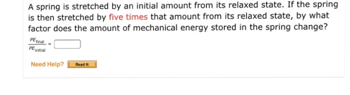 Solved A spring is stretched by an initial amount from its | Chegg.com