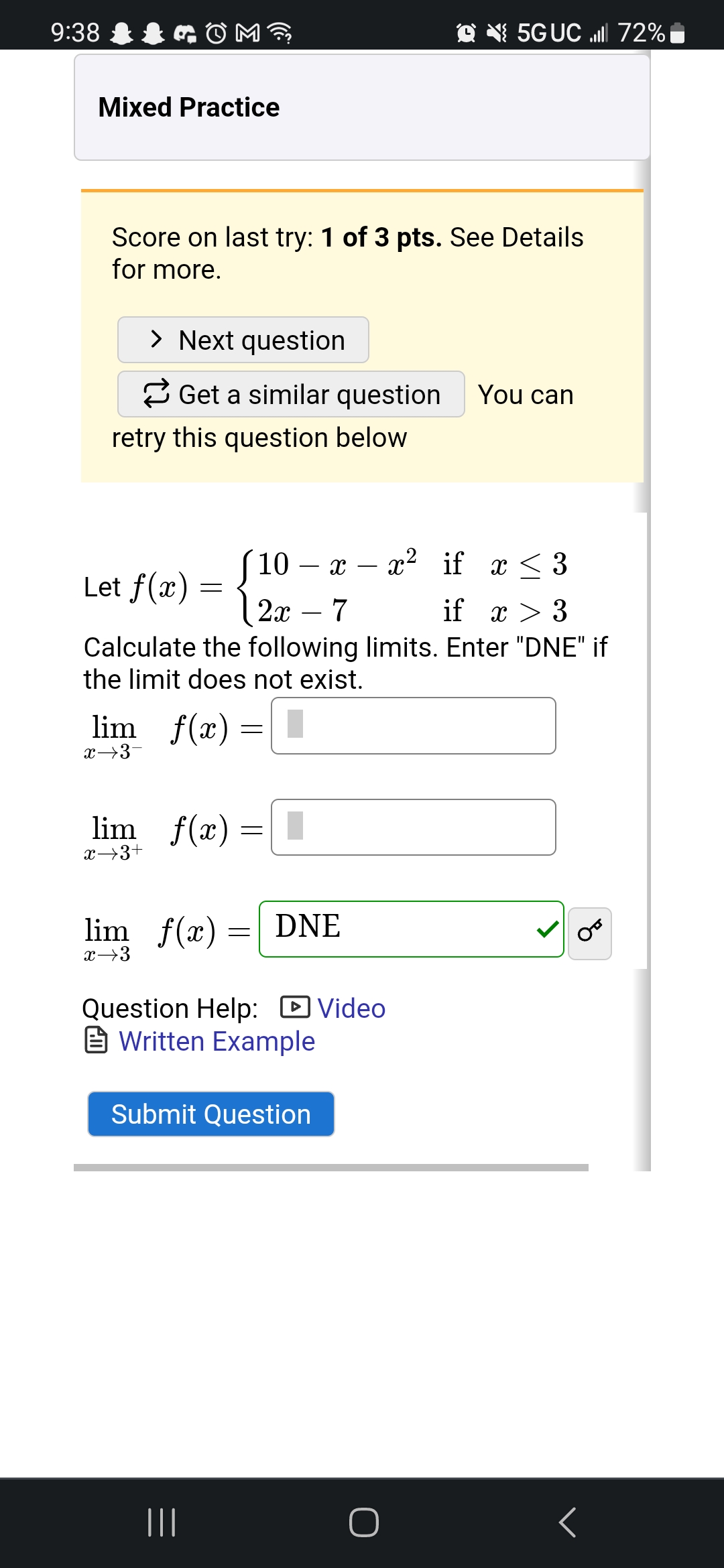 Solved Score on last try: 1 of 3 pts. See Details for more. | Chegg.com