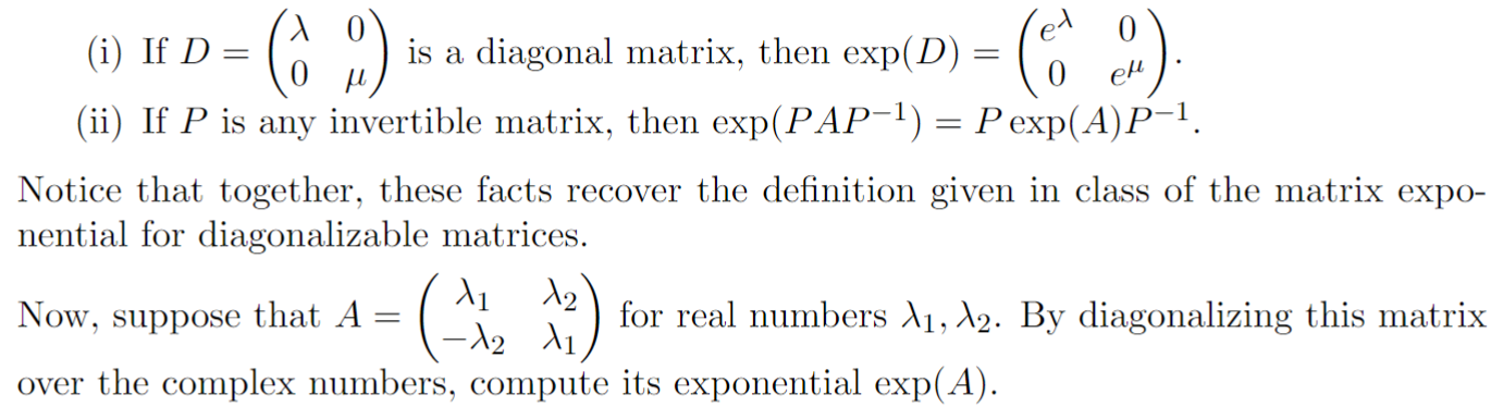Solved (i) If D=(λ00μ) is a diagonal matrix, then | Chegg.com