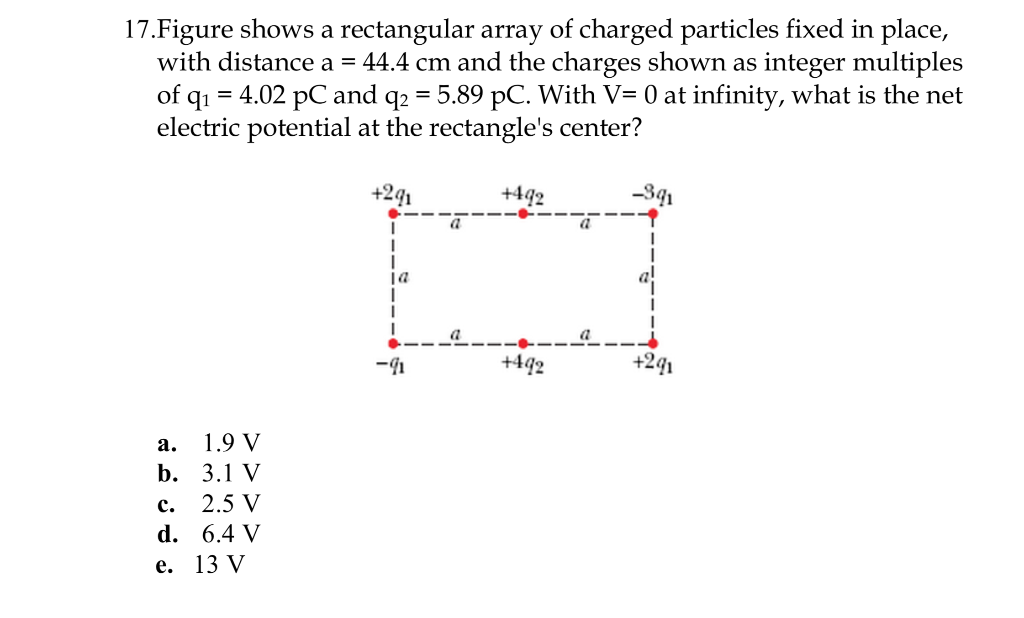 Solved 17.Figure shows a rectangular array of charged | Chegg.com