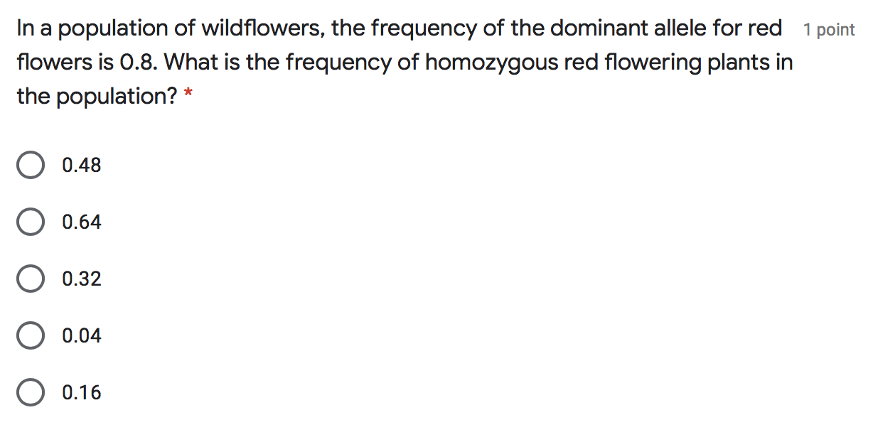 Solved In a population of wildflowers, the frequency of the | Chegg.com