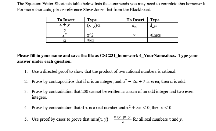 Solved The Equation Editor Shortcuts table below lists the | Chegg.com