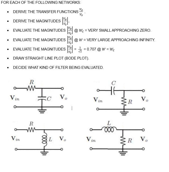 Solved FOR EACH OF THE FOLLOWING NETWORKS:DERIVE THE | Chegg.com