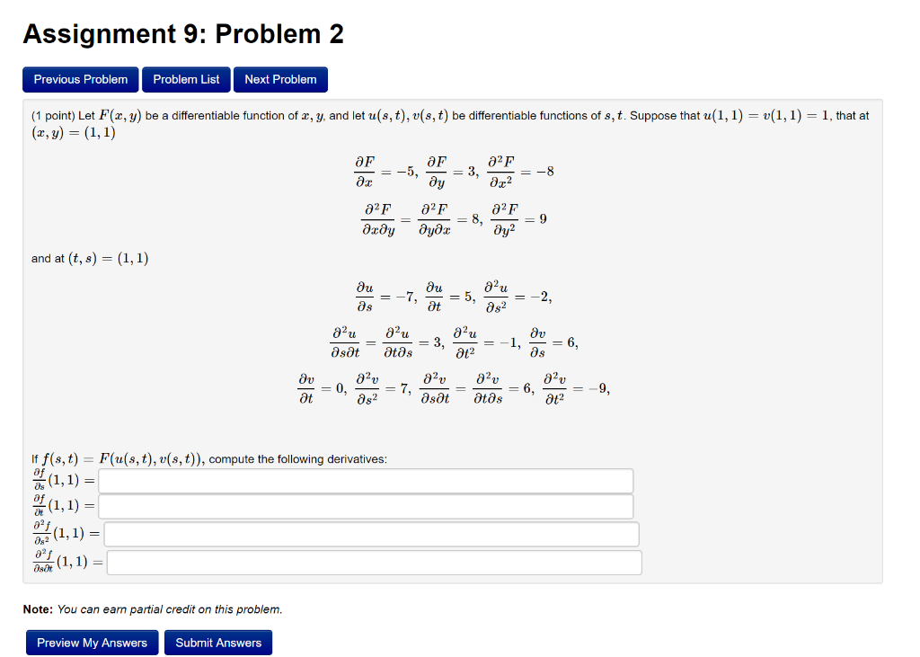Solved Assignment 9: Problem 2 Problem List Previous Problem | Chegg.com