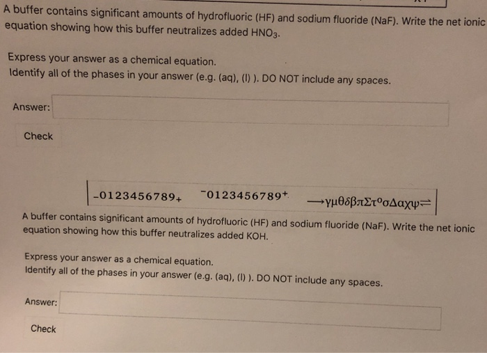 Solved A buffer contains significant amounts of hydrofluoric | Chegg.com