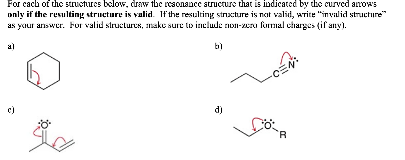 For each of the structures below, draw the resonance | Chegg.com