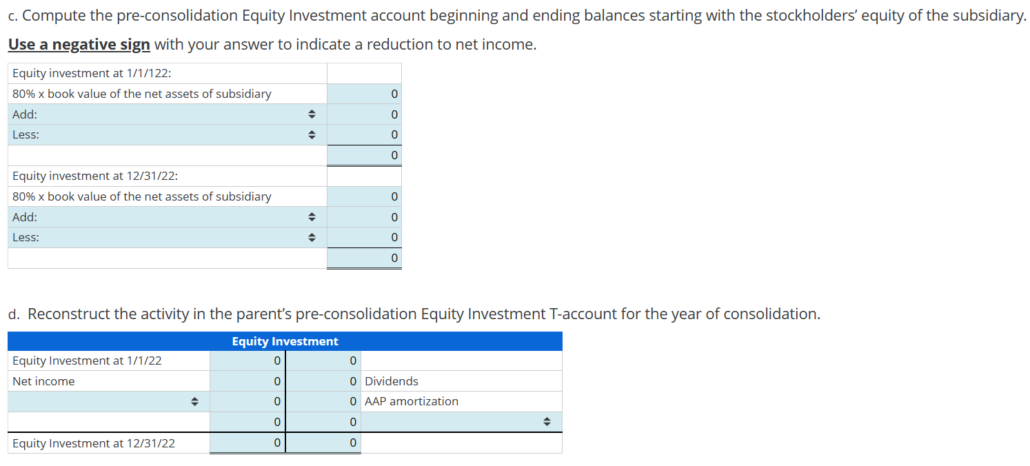 Solved Consolidation subsequent to date of | Chegg.com