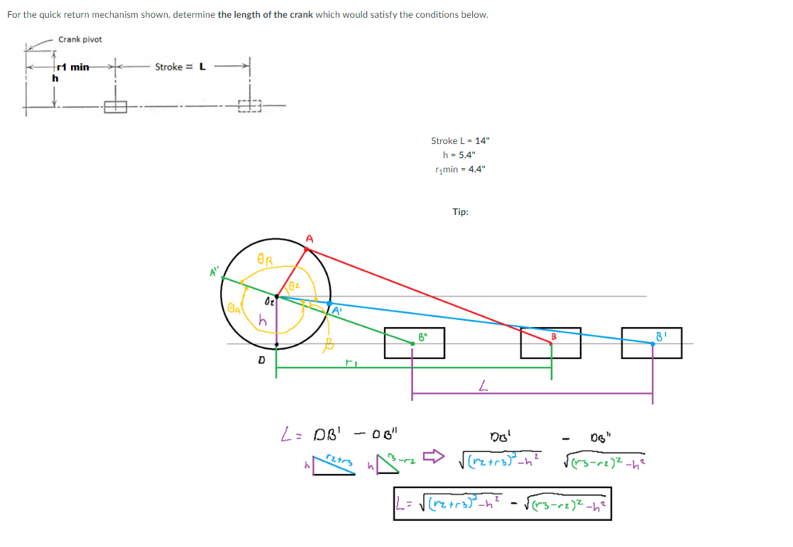 Solved For the quick return mechanism shown, determine the | Chegg.com