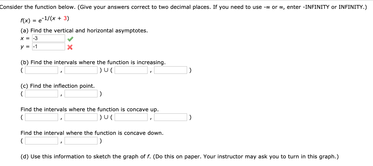 Solved = Consider the function below. (Give your answers | Chegg.com