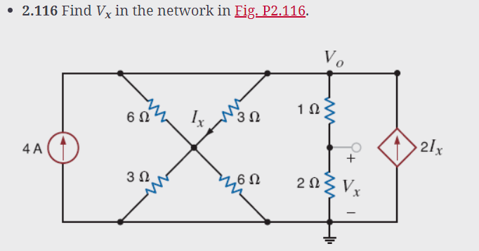 Solved - 2.116 Find VX in the network in Fig. P2.116. | Chegg.com