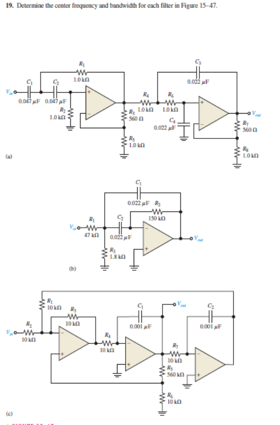 Solved 19. Determine the center frequency and bandwidth for | Chegg.com