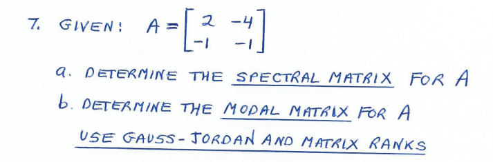 Solved 7. GIVEN: A. 2 -[-2 --] - a. DETERMINE THE SPECTRAL | Chegg.com