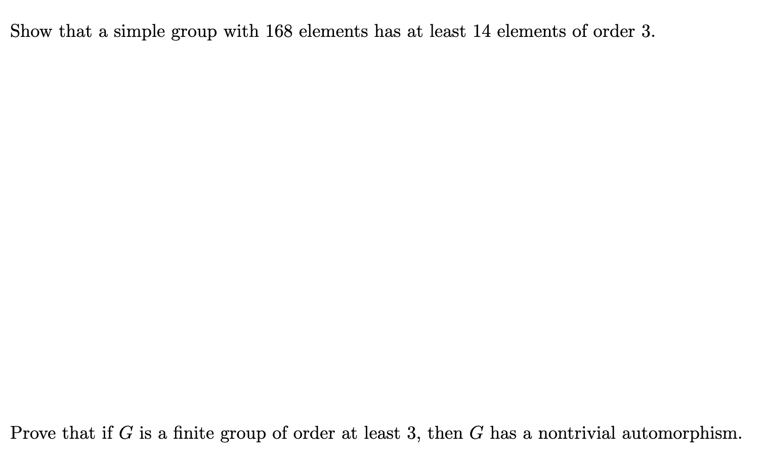 Solved Show that a simple group with 168 elements has at | Chegg.com
