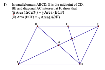 Solved In parallelogram ABCD,E is the midpoint of CD. BE and | Chegg.com