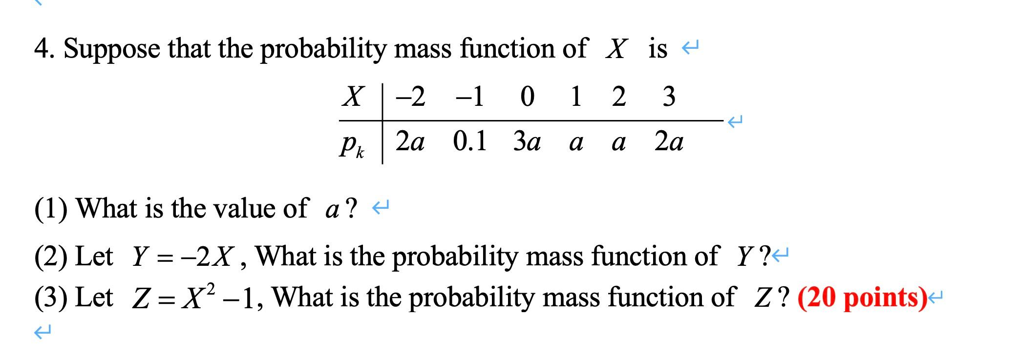Solved 4. Suppose that the probability mass function of X is | Chegg.com