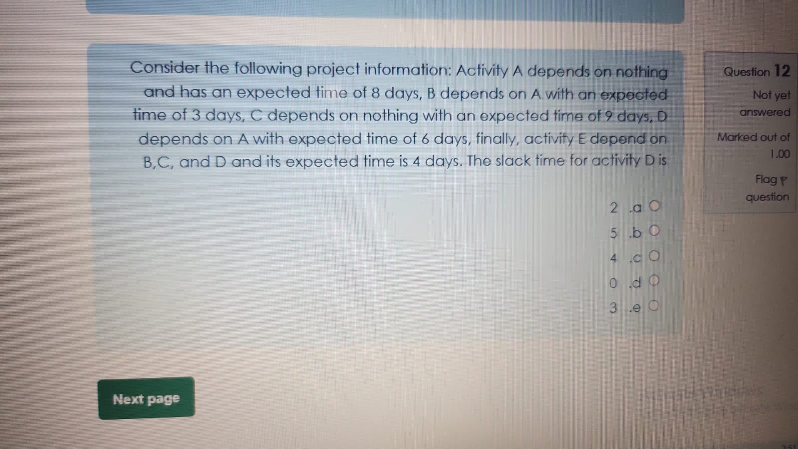 Solved Consider the following project information: Activity | Chegg.com