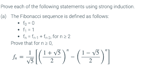 Solved Prove each of the following statements using strong | Chegg.com