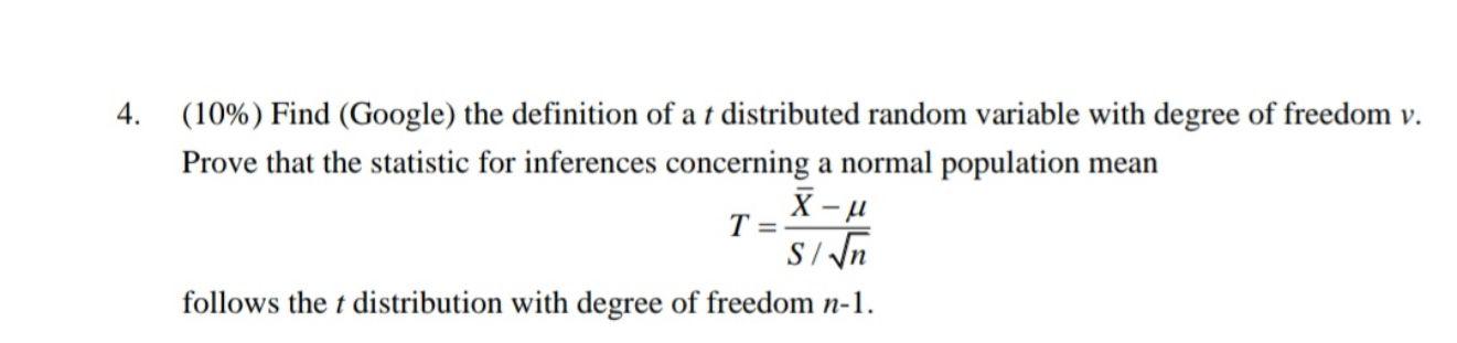 Solved (10\%) Find (Google) the definition of a t | Chegg.com