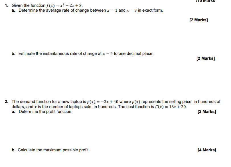 Solved 1. Given the function \\( f(x)=x^{3}-2 x+3 \\), a. | Chegg.com