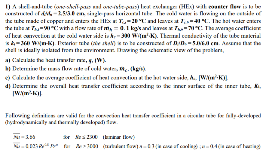 Solved 1) A shell-and-tube (one-shell-pass and | Chegg.com