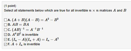 Solved (1 point) Select all statements below which are true | Chegg.com